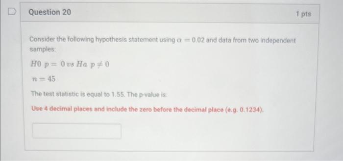 Solved Consider the following hypothesis statement using | Chegg.com