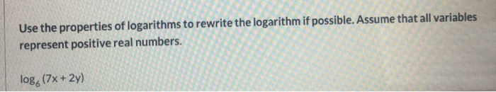 Solved Use the properties of logarithms to rewrite the | Chegg.com
