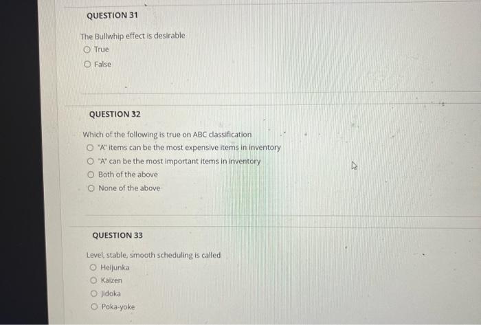 Solved The Bullwhip effect is desirable True False QUESTION | Chegg.com