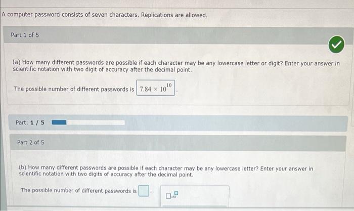 Solved A computer password consists of seven characters. | Chegg.com