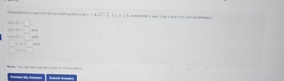 Solved Parameterize a vase formed by rotating the curve | Chegg.com
