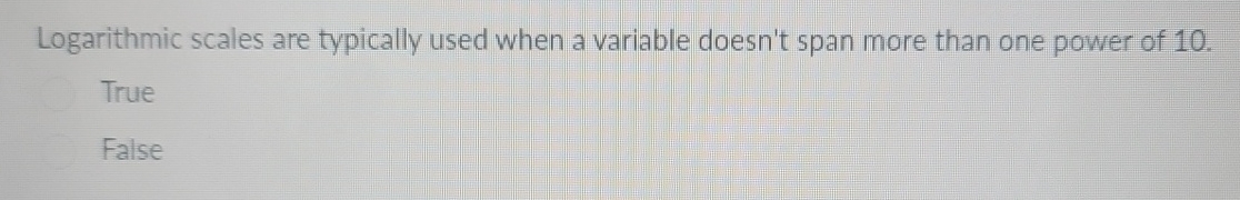 Solved Logarithmic scales are typically used when a variable | Chegg.com