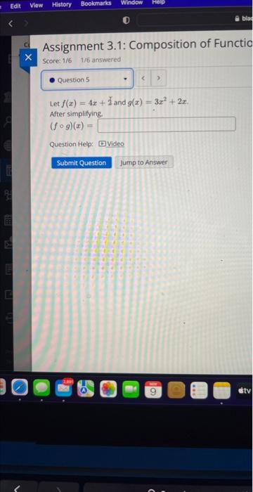 Solved Let f(x)=4x+2 and g(x)=3x2+2x After simplifyine | Chegg.com