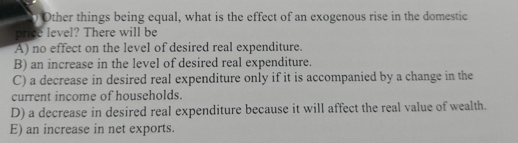 Solved Other things being equal, what is the effect of an | Chegg.com