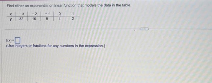 Solved Find either an exponential or linear function that | Chegg.com