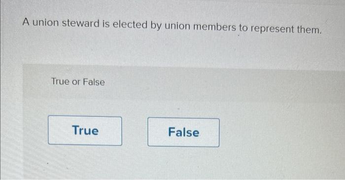 Solved A union steward is elected by union members to | Chegg.com