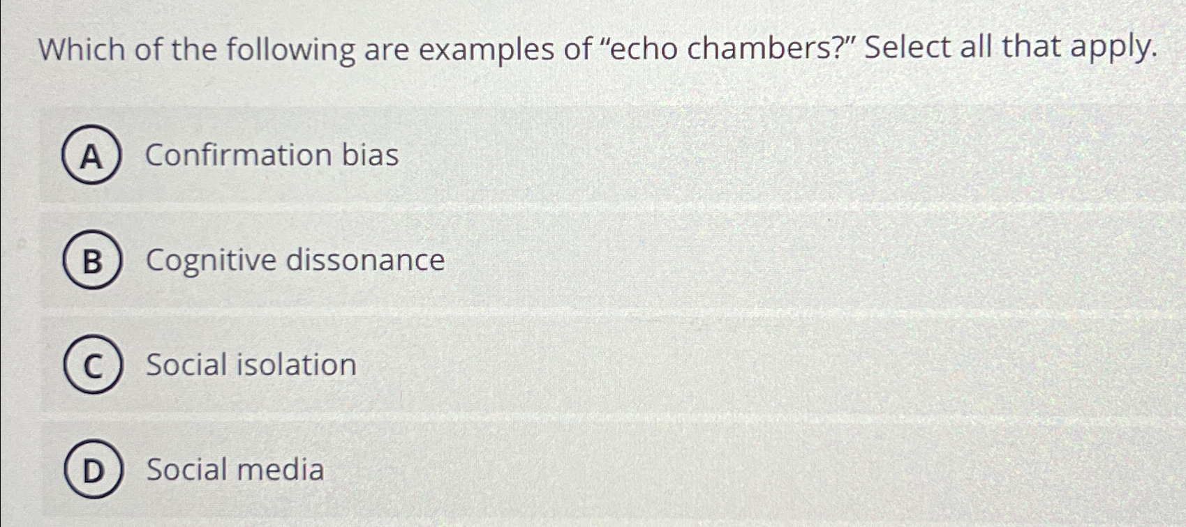 Solved Which of the following are examples of "echo | Chegg.com