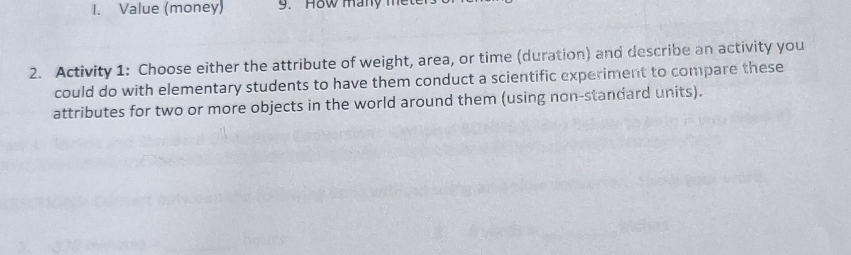 Solved 2. Activity 1: Choose either the attribute of weight, | Chegg.com