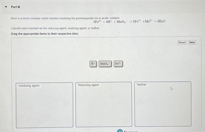 Solved For the given reactions, classify the reactants as | Chegg.com
