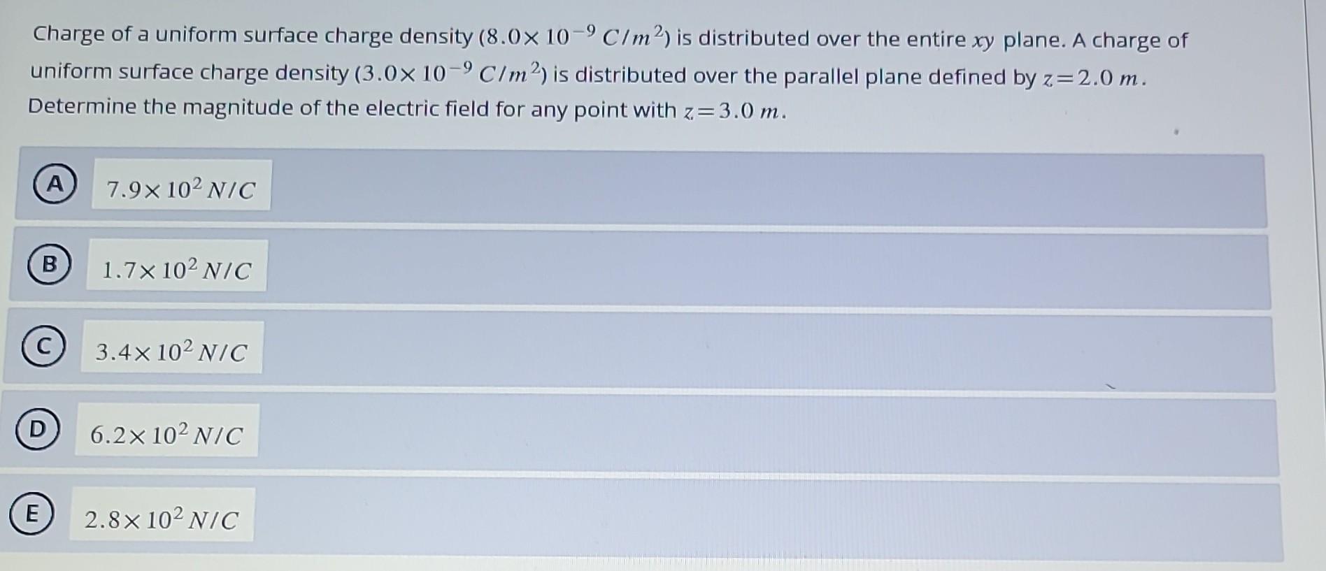Solved Charge of a uniform surface charge density | Chegg.com