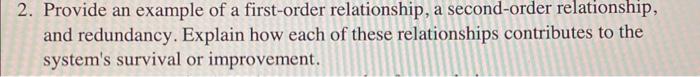 Solved 2. Provide an example of a first-order relationship, | Chegg.com