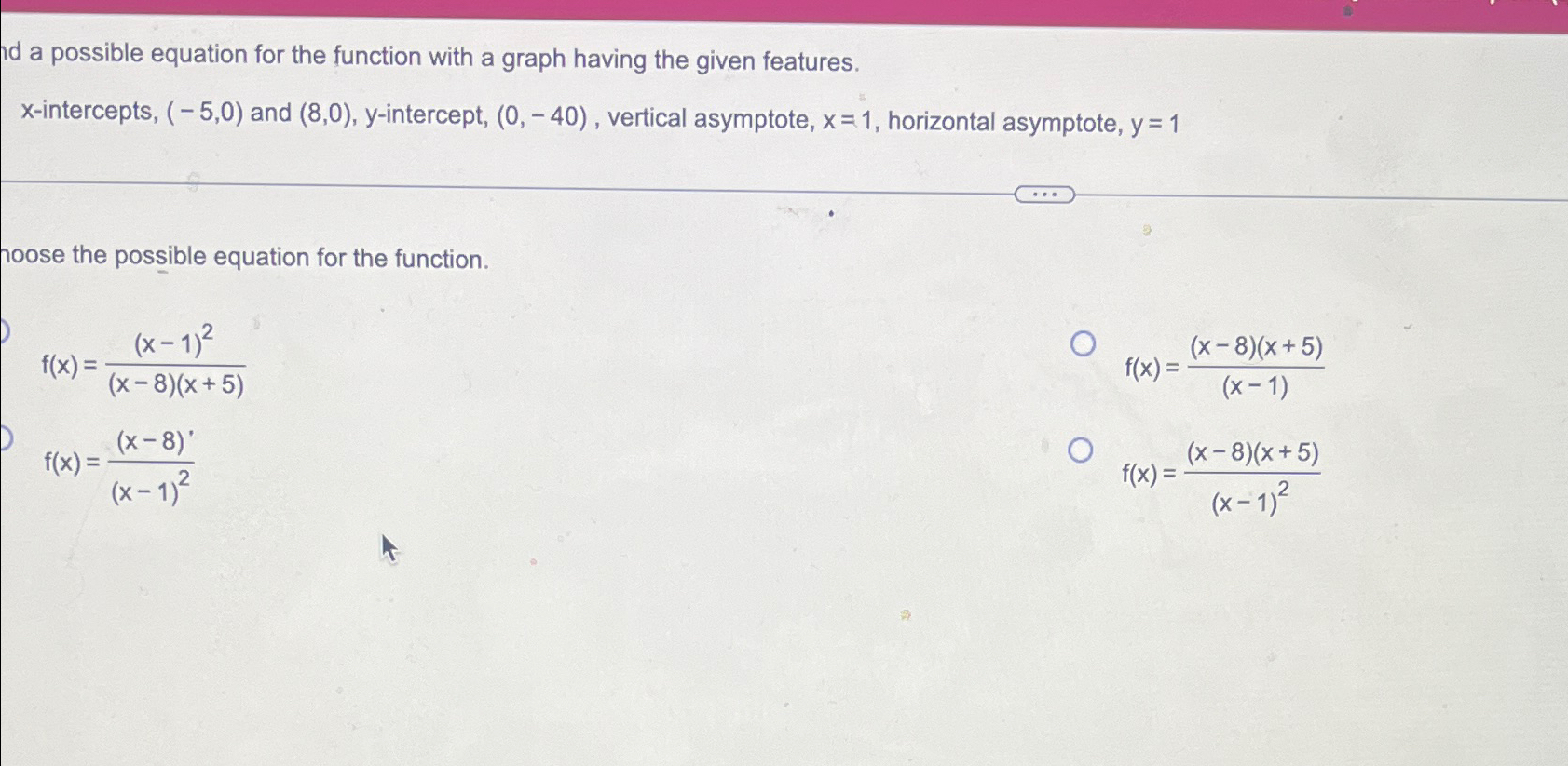 Solved a possible equation for the function with a graph | Chegg.com