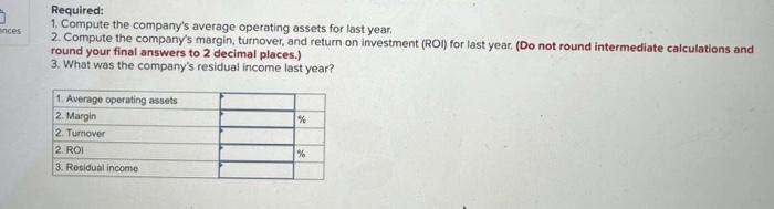 Solved Required: 1. Compute the company's average operating | Chegg.com