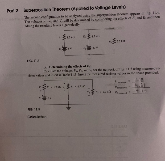 Solved Part 2 Superposition Theorem (Applied to Voltage | Chegg.com