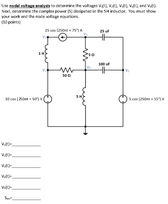 Solved Use nodal voltage analysis to determine the voltages | Chegg.com
