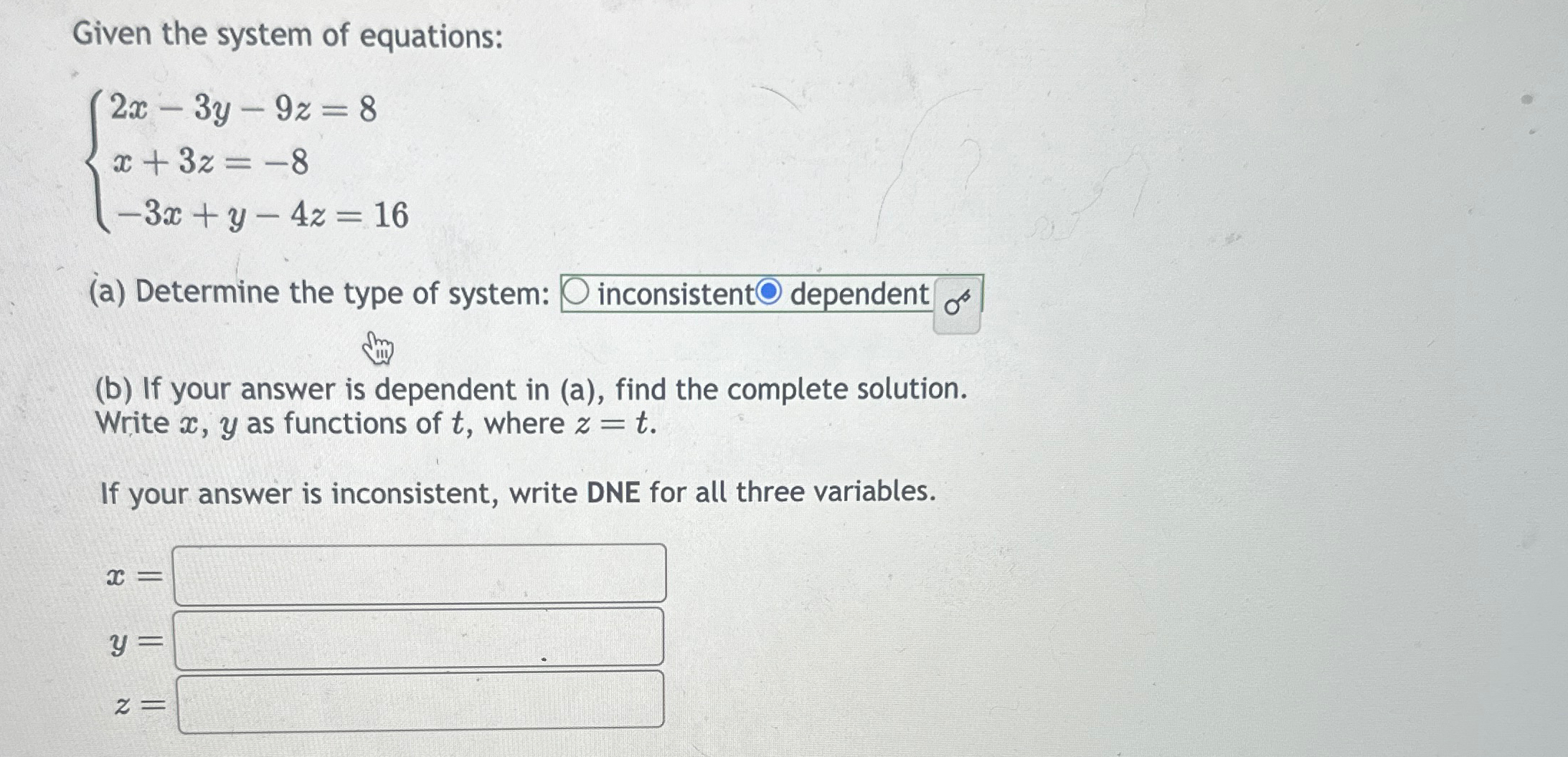 Solved Given the system of | Chegg.com
