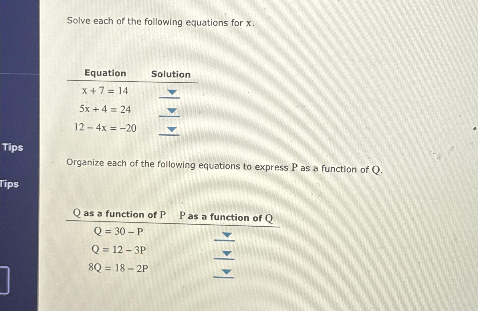 Solved Solve each of the following equations for | Chegg.com