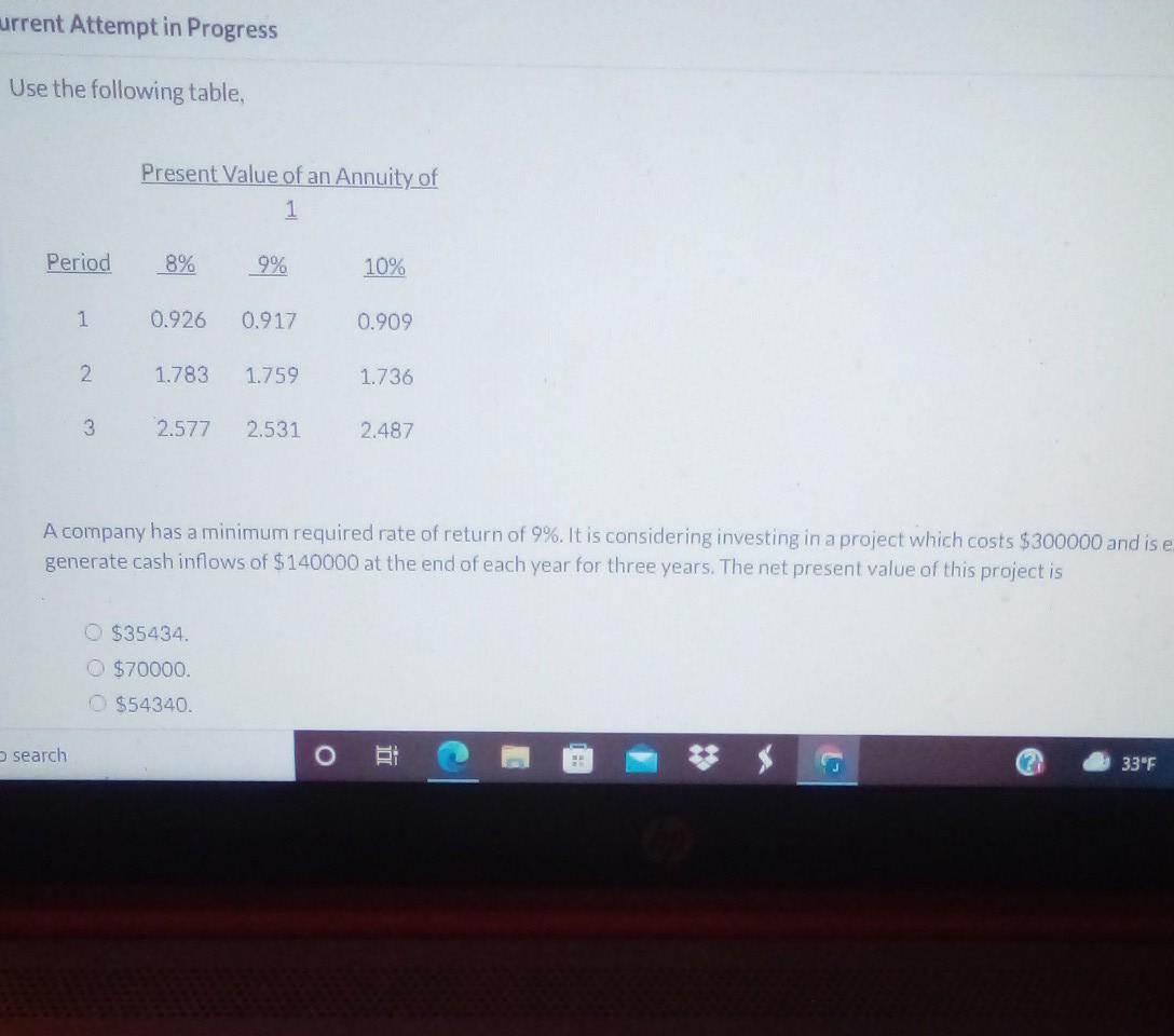 Solved urrent Attempt in Progress Use the following table, | Chegg.com