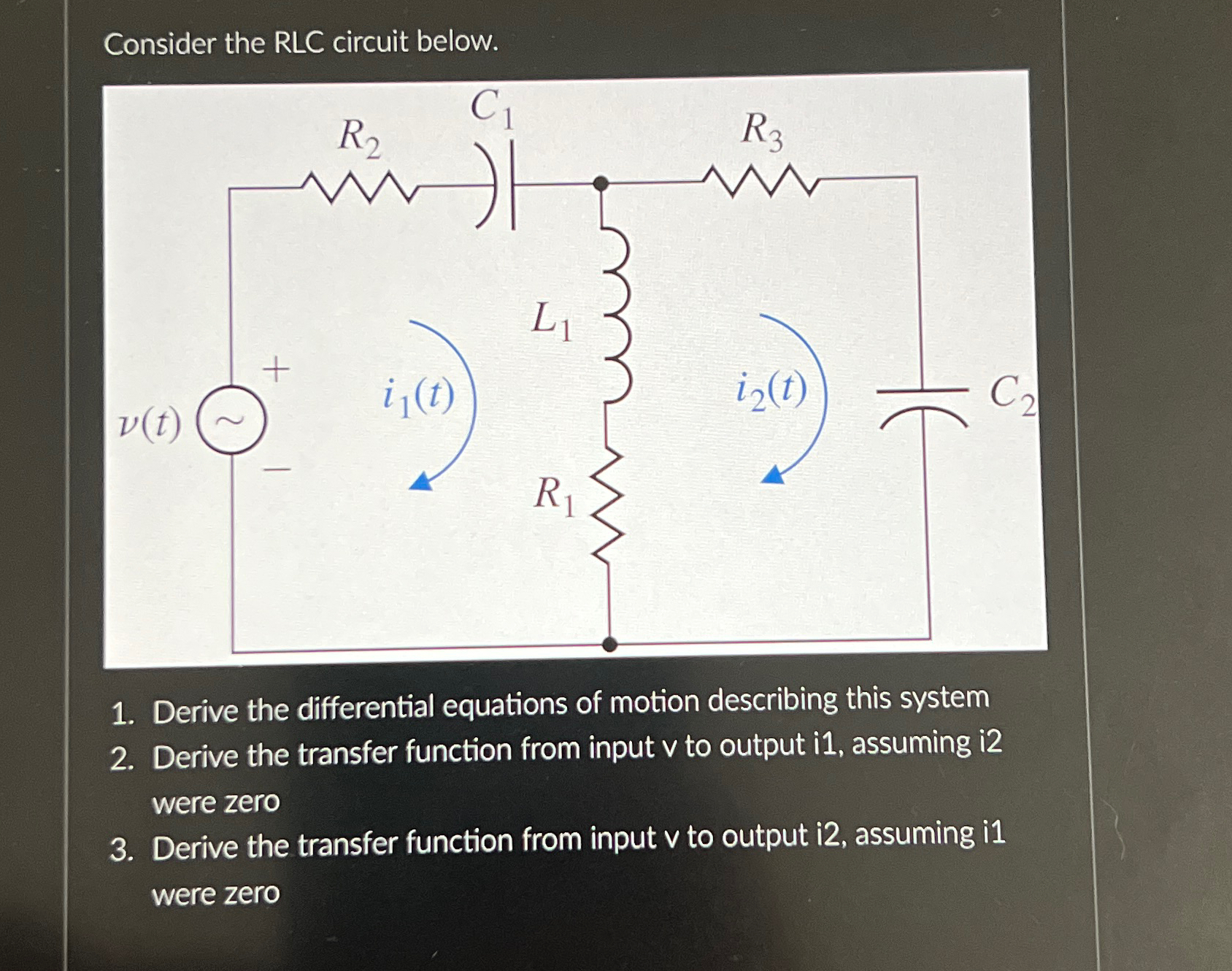 Solved Consider the RLC circuit below.Derive the | Chegg.com
