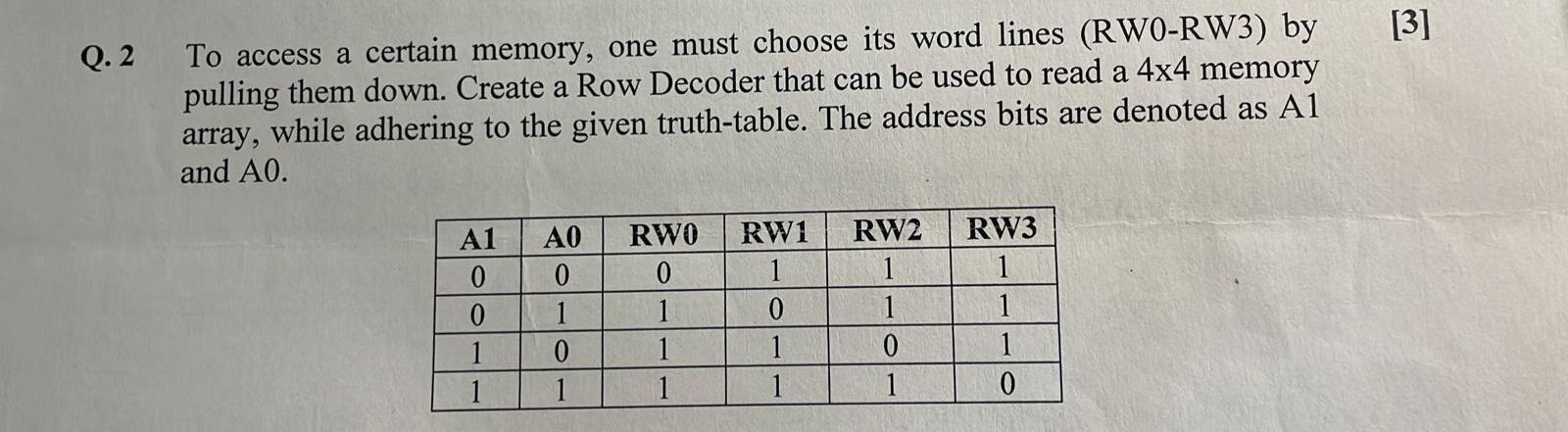 Solved Q. 2 ﻿To access a certain memory, one must choose its | Chegg.com