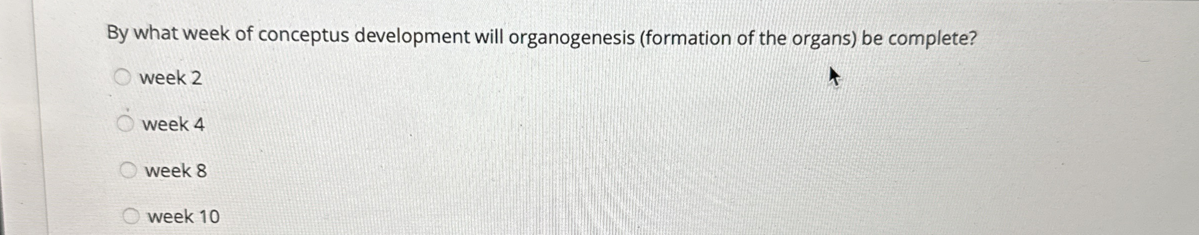Solved By what week of conceptus development will | Chegg.com