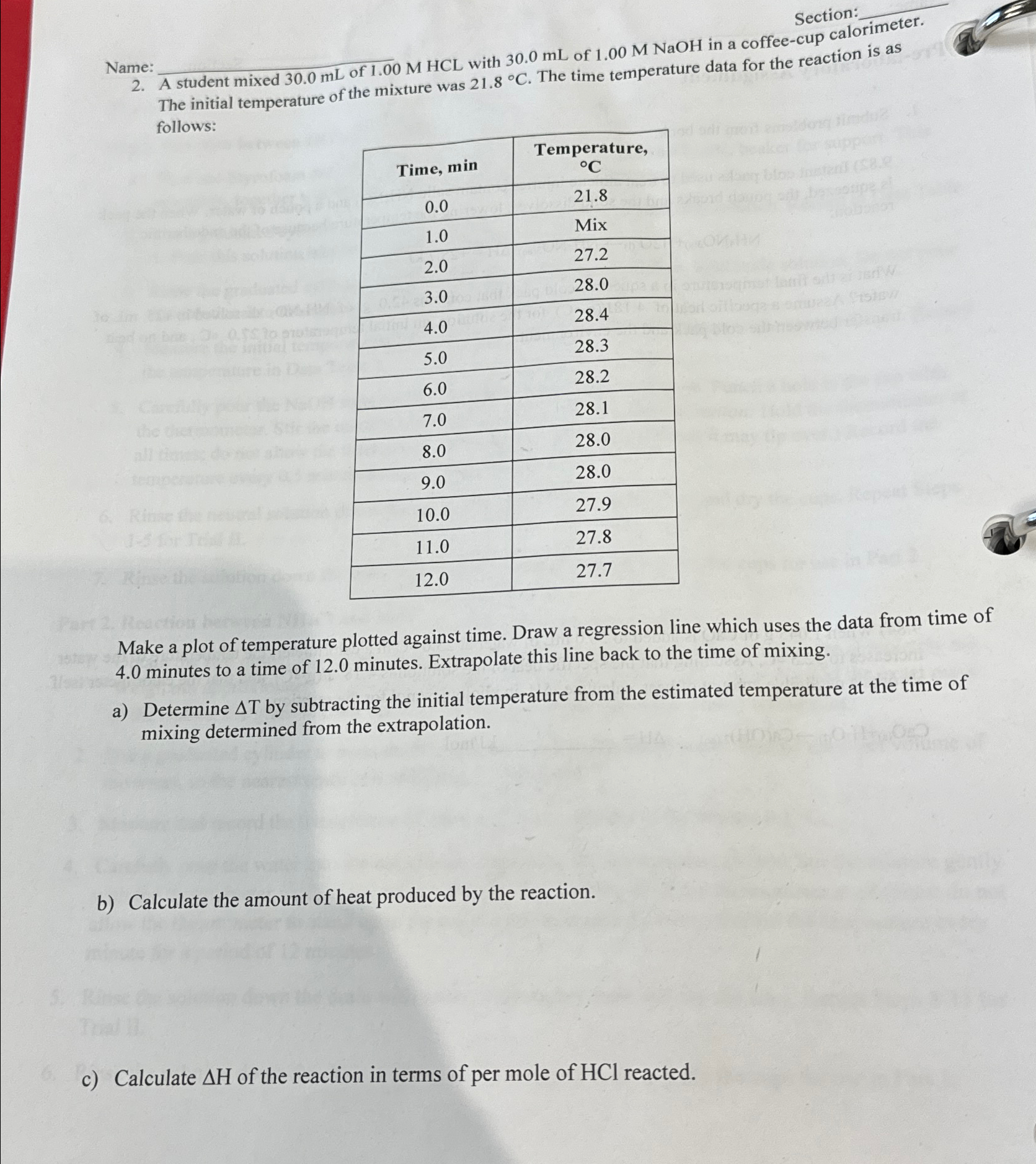Solved Section:Name: q, ﻿The initial temperature of the | Chegg.com