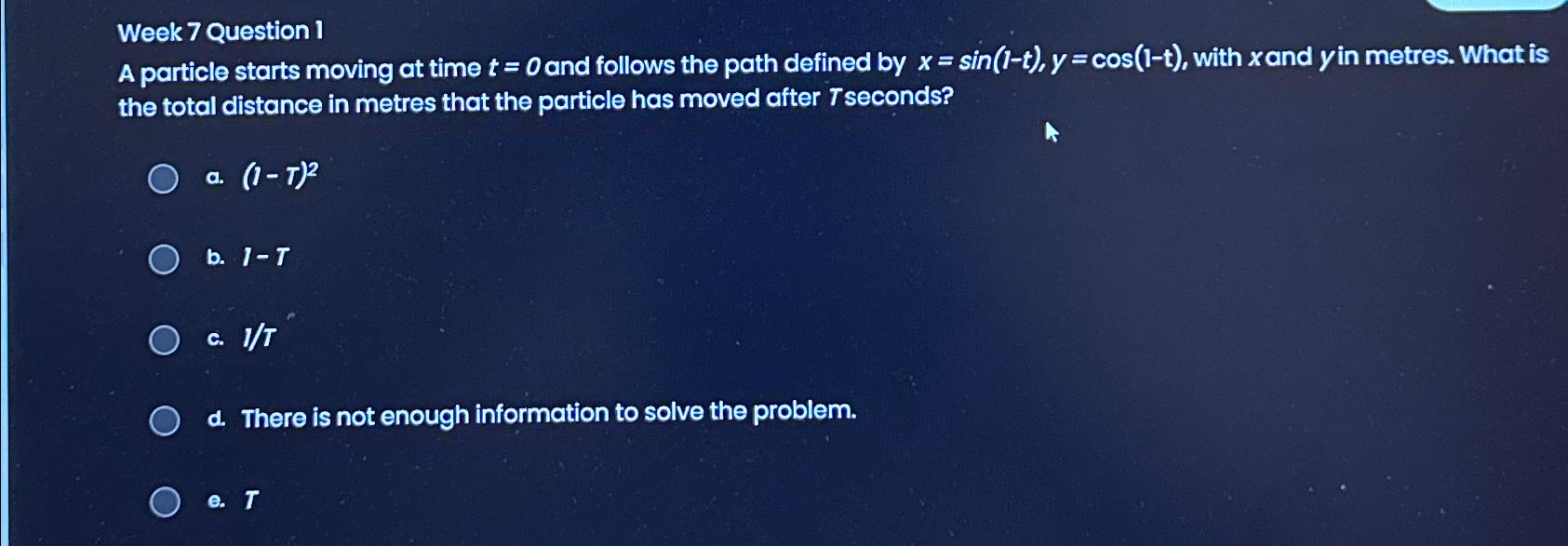 Solved Week 7 ﻿Question 1A particle starts moving at time | Chegg.com