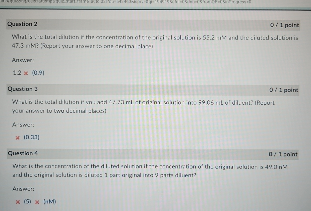 Solved Question 201 ﻿pointWhat is the total dilution if the | Chegg.com