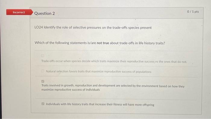 Solved LO24 Identify the role of selective pressures on the | Chegg.com