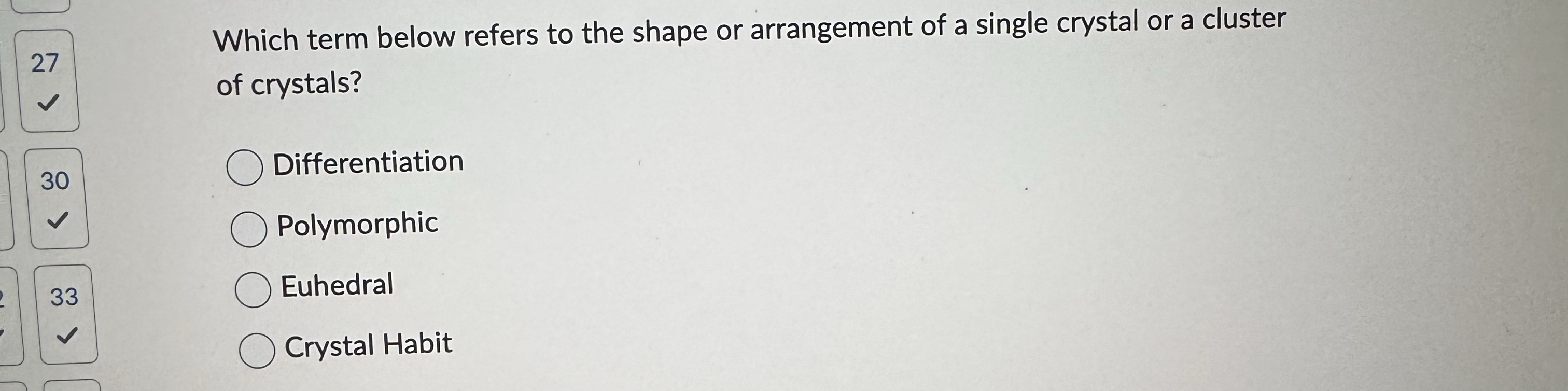 Solved 27Which term below refers to the shape or arrangement | Chegg.com