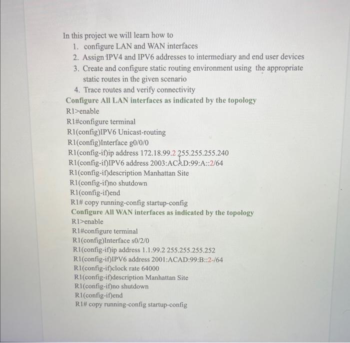 Solved In this project we will learn how to 1. configure LAN | Chegg.com
