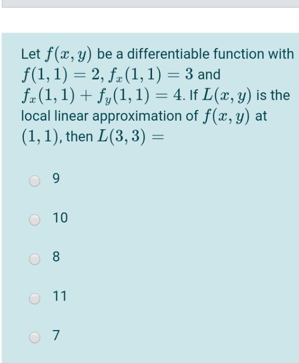 Solved Let f(x,y) be a differentiable function with f(1, 1) | Chegg.com