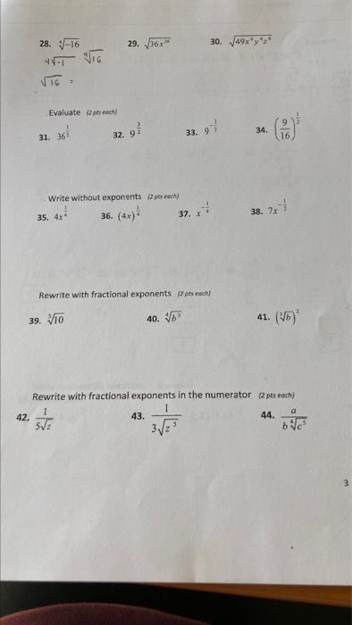 Solved 28-30: sinplify with no negative exponents. 31-34: | Chegg.com