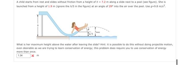 Solved A child starts from rest and slides without friction | Chegg.com