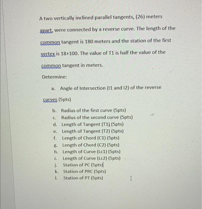 Solved A two vertically inclined parallel tangents, (26) | Chegg.com