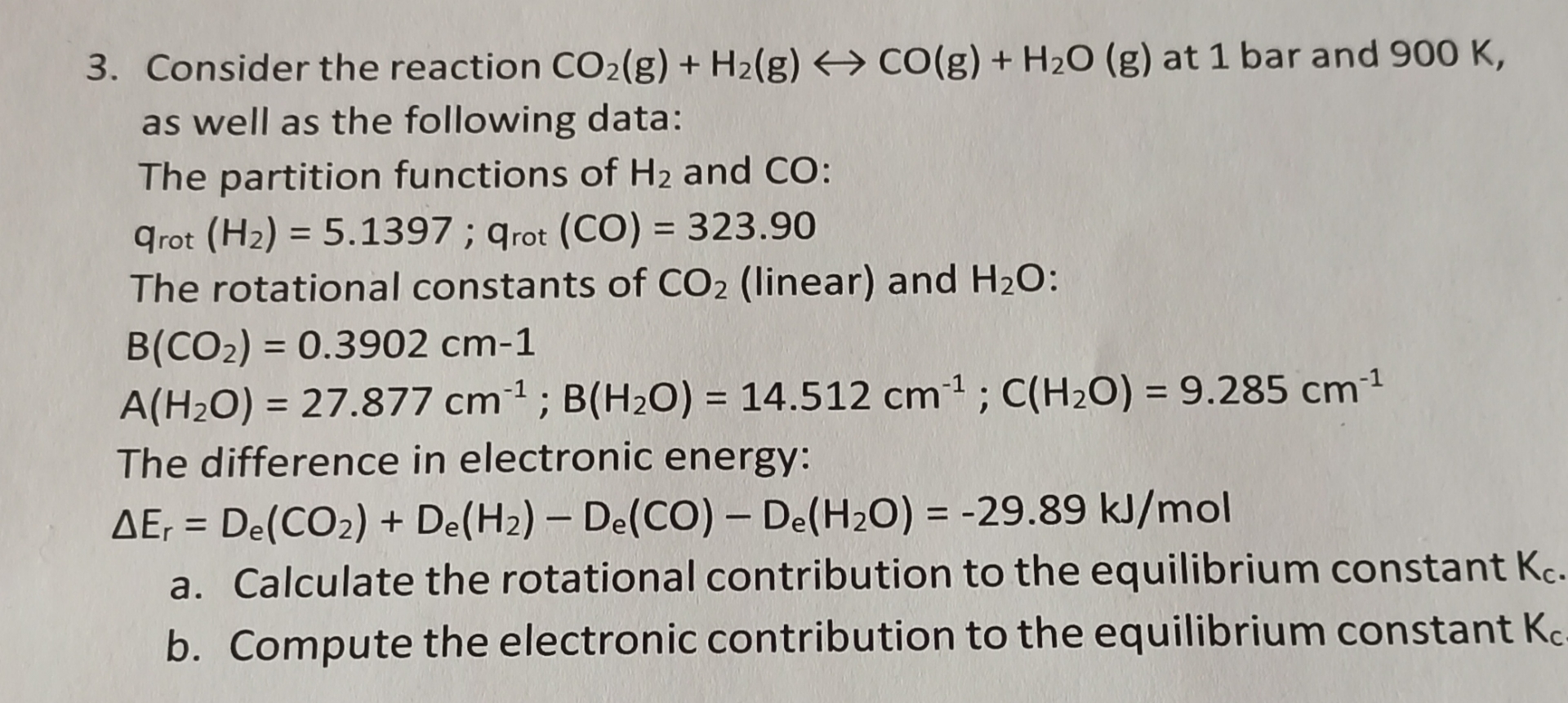 Solved Consider the reaction CO2(g)+H2(g)harrCO(g)+H2O(g) | Chegg.com