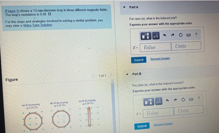 Solved (Figure 1) shows a 13-cm-diameter loop in three | Chegg.com