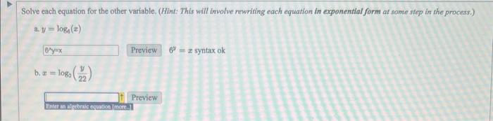 Solved Solve each equation for the other variable. (Hint: | Chegg.com