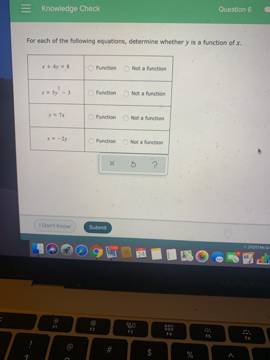 Solved = Knowledge Check Question 6 For each of the | Chegg.com