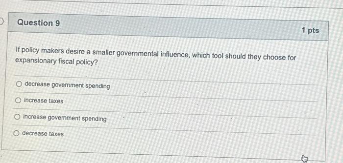 Solved If policy makers desire a smaller governmental | Chegg.com