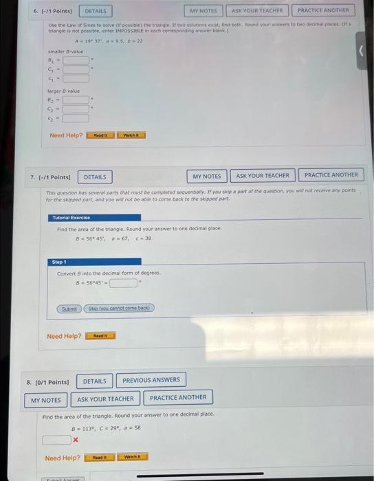 Solved trangle is not potsibte, enter tMposistelf in each | Chegg.com