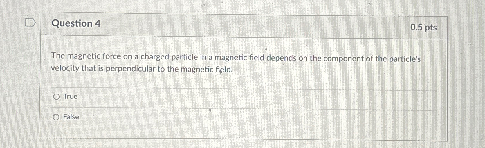 Solved Question 40.5ptsThe magnetic force on a charged | Chegg.com