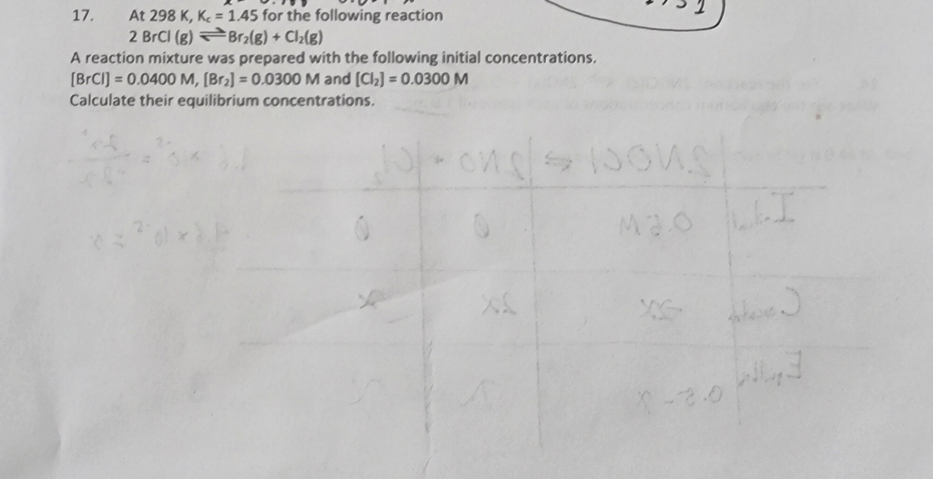 Solved At 298K,Kc=1.45 ﻿for the following | Chegg.com