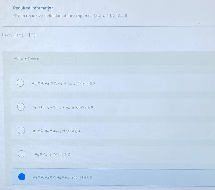 Solved Give a recursive definition of the sequence:I'm a bit | Chegg.com