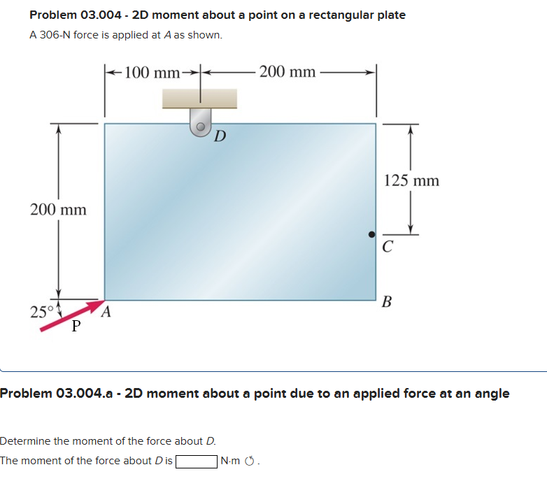 Solved Problem 03.004.a-2D moment about a point due to an | Chegg.com