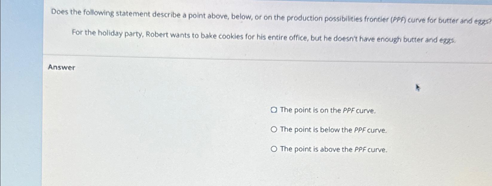 Solved Does the following statement describe a point above, | Chegg.com