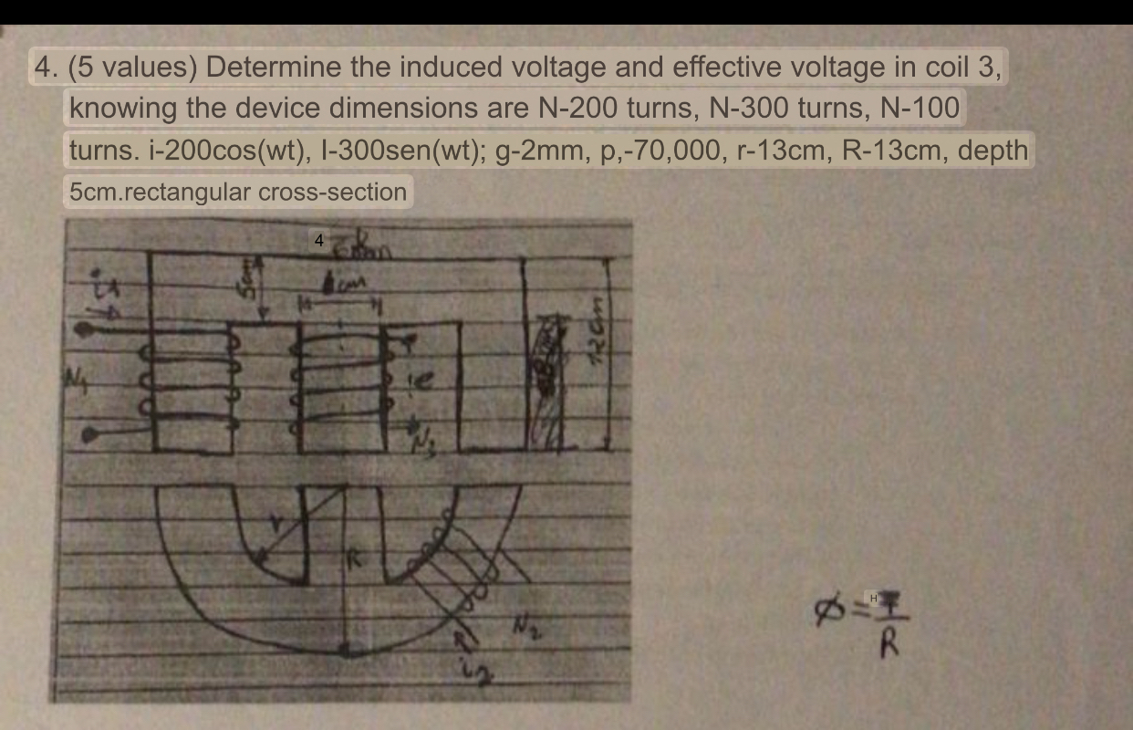 Solved (5 ﻿values) ﻿Determine the induced voltage and | Chegg.com