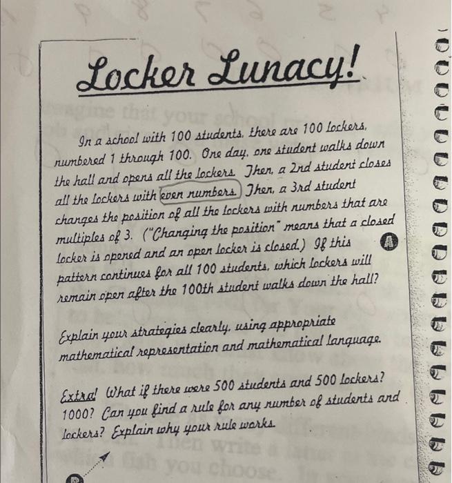 Solved ē Locker Lunacy! In a school with 100 students, there | Chegg.com