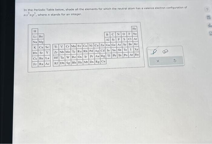 Solved In the Periodic Table below, shade all the elements | Chegg.com