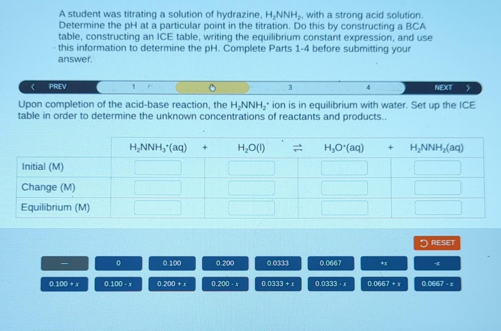 Solved A student was titrating a solution of hydrazine, | Chegg.com
